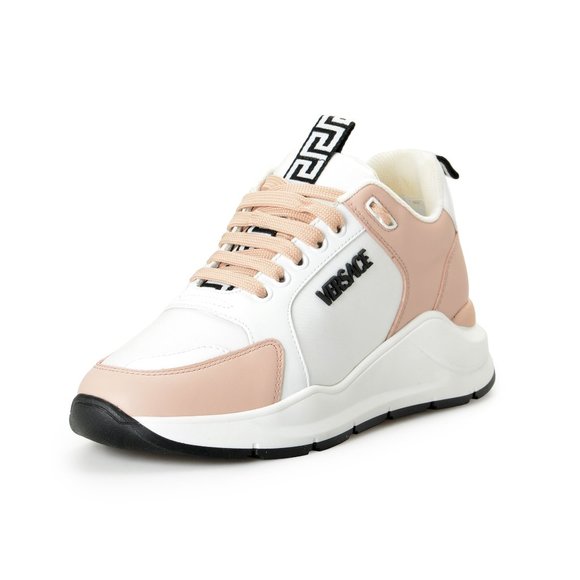 Versace | Shoes | Versace Womens Powder Blush Canvas Leather Logo ...